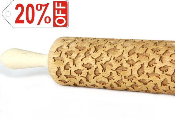 Embossing rolling pin - Cats pattern