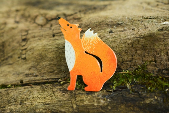 Enamel Fox Pin Stainless Steel Pin Animal Pin Fox by CinkyLinky