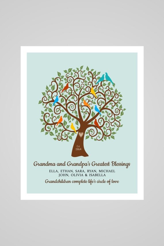 Grandma and Grandpa Family Tree Gift for by DarmellaGraphics