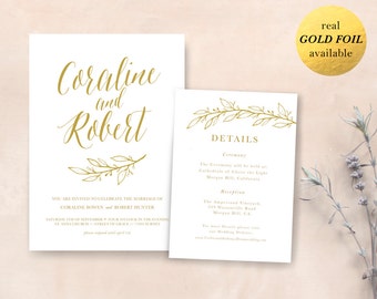 Gold foil invitation | Etsy