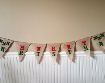 Merry christmas banner | Etsy