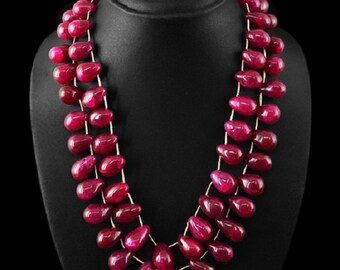 Ruby beads necklace | Etsy