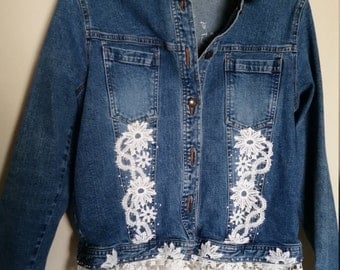 Denim lace jacket | Etsy