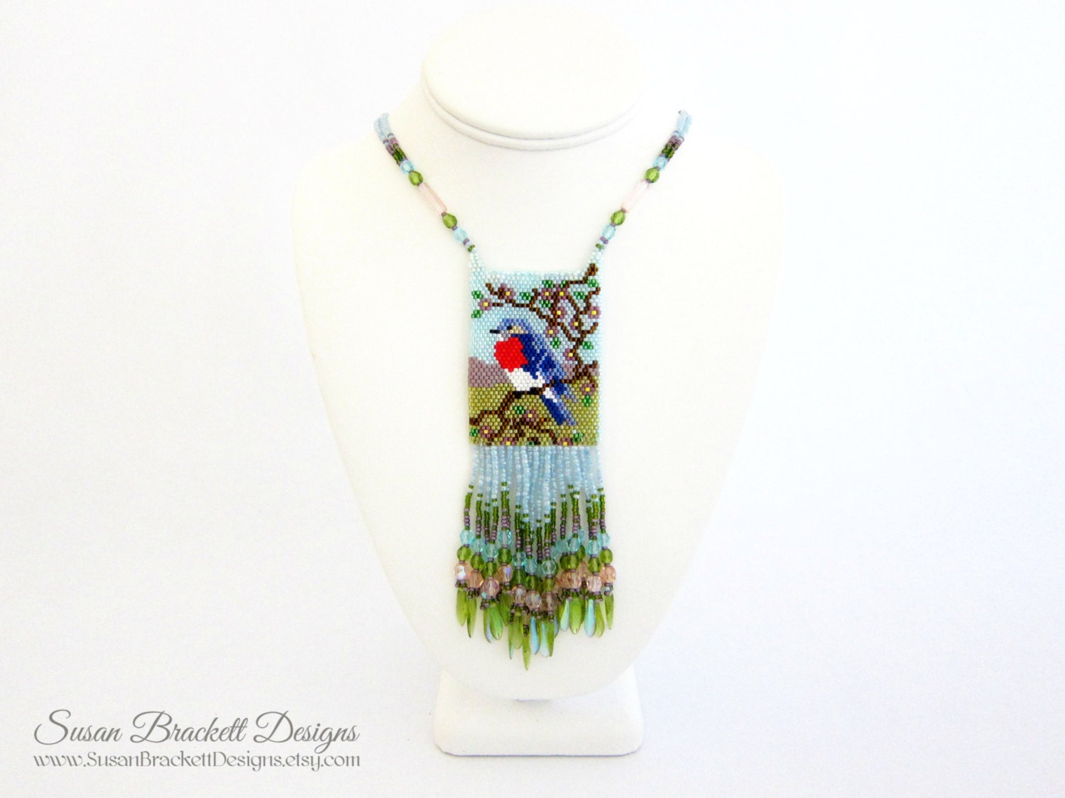 Blue Bird Beaded Amulet Necklace Bohemian Necklaces Boho