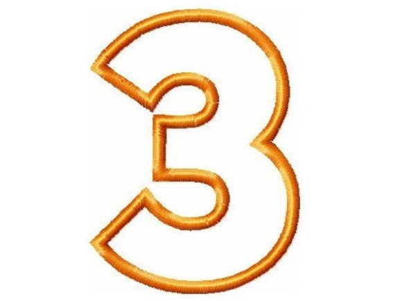 Applique Number Embroidery Design Number 3 4x4 and 5x7