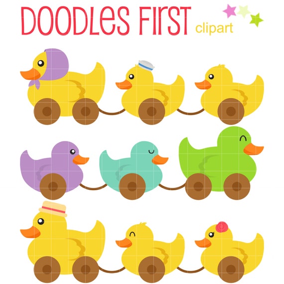 Pull Baby Duck Toy Digital Clip Art for Scrapbooking Card