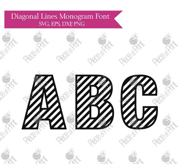Diagonal Lines Font SVG cut files Eps Dxf Png by pieceofprint