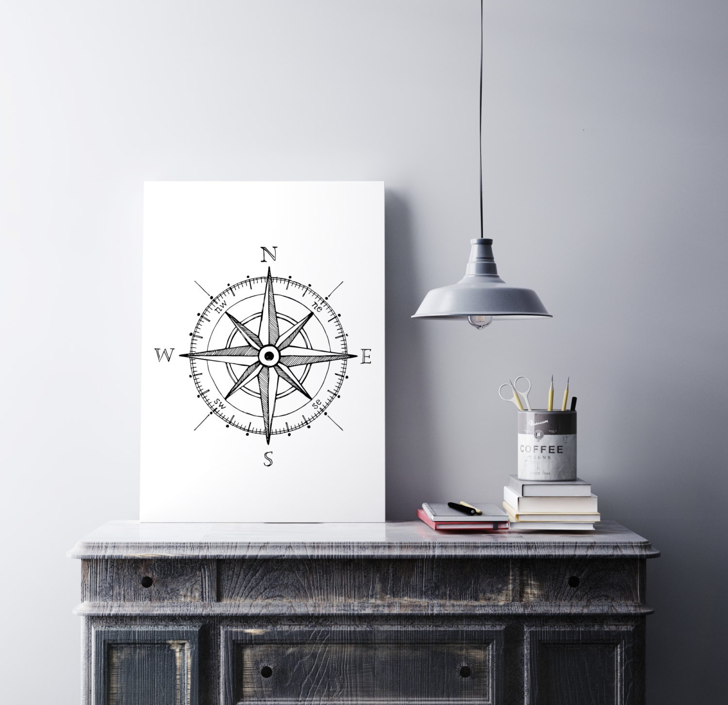 Compass print Simple compass print Printable men gift
