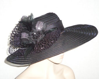 Womens Red Hat Extra wide brim Red with Black by GlitzOfFlorida