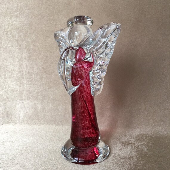 Glass Angel Figurine Hand Blown Art Glass Mouth by DotnBettys