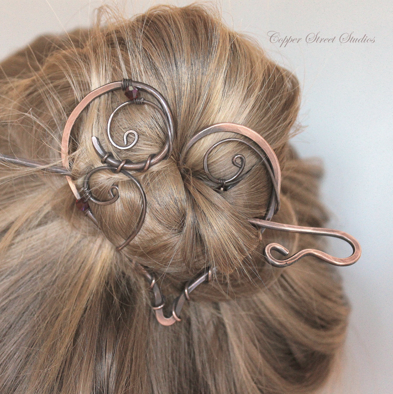 Copper Hair Barrette Hair Pin Heart Shape by CopperStreetStudios