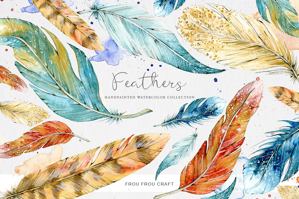 Tribal Feathers Clip Art Bird Feathers Watercolor Sticker