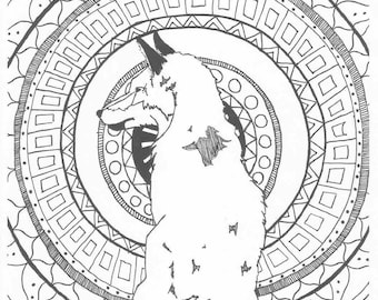 Aztec Zentangle Adult Coloring Page of a woodland by EssenceofInk