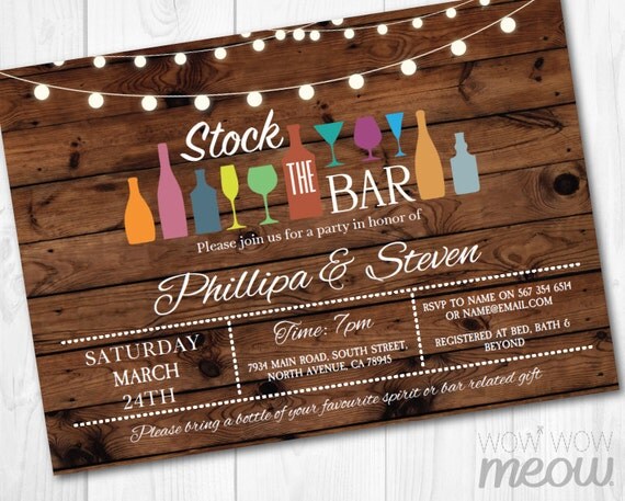 Stock The Bar Invitations Rustic Couples Shower Invite
