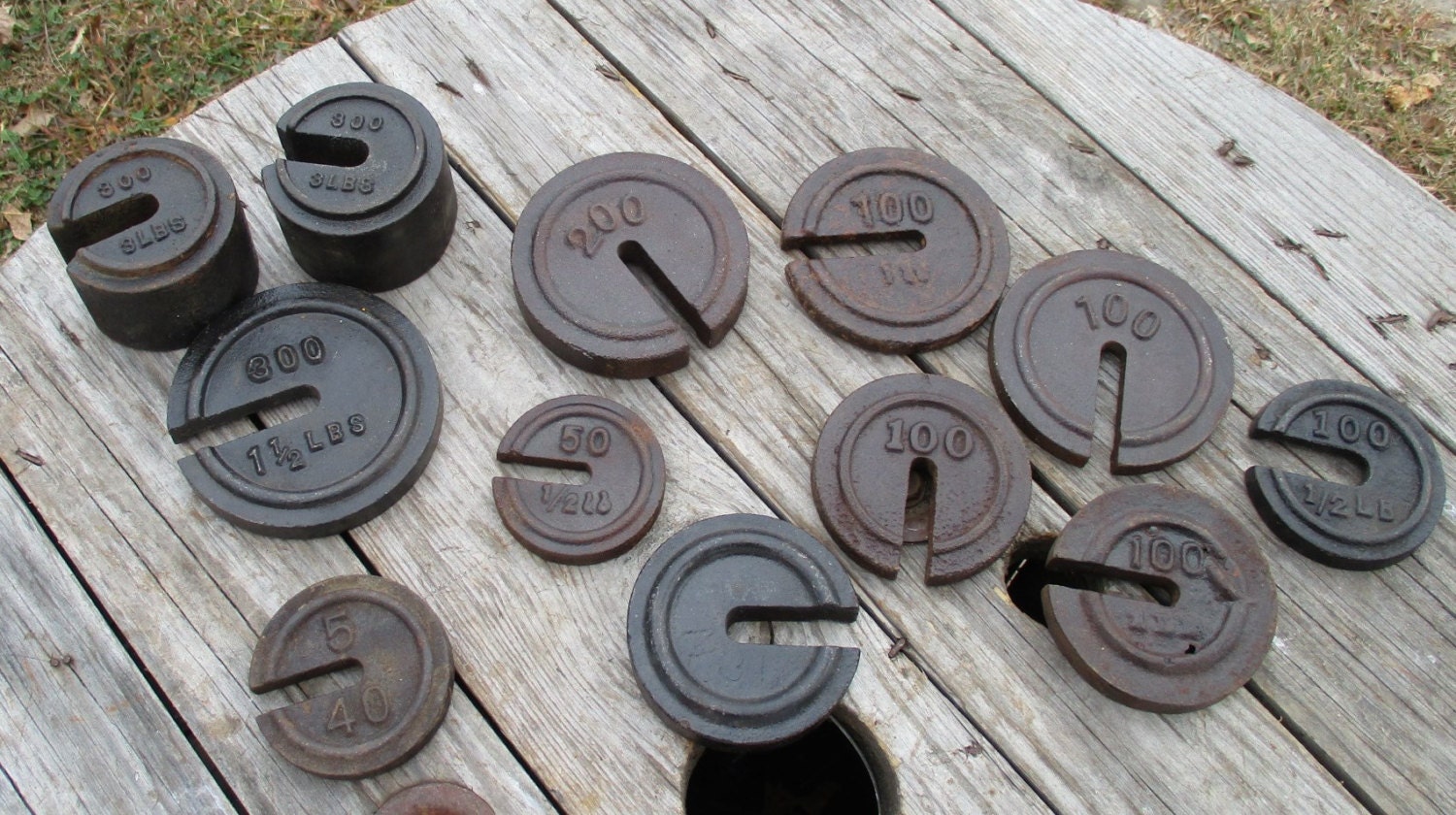 Assorted Round Hanging Small Scale Weights by TheOldGrainery