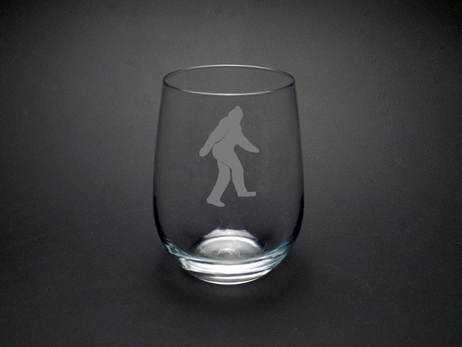 Big foot Etched Stemless Wine Glass Yeti Wine Glass