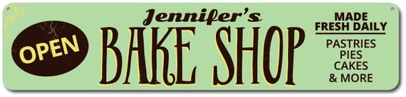 Bake Shop Open Sign Personalized Bakery Store by LiztonSignShop