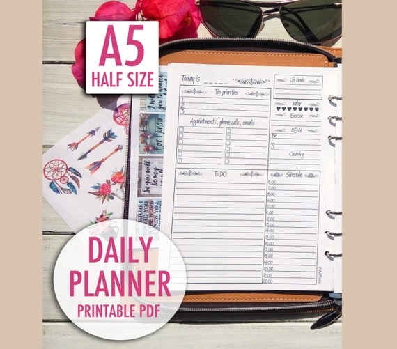 Daily Planner inserts planner inserts filofax by InArtPrints