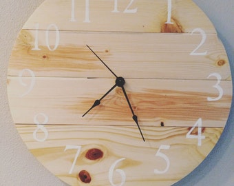 Items similar to Wood pallet clock rustic wall decor burgundy, white ...