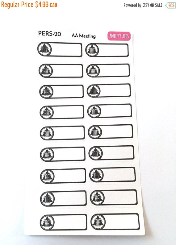 PERS-20 AA Meeting Labels Planner Stickers by AnxietyAids on Etsy