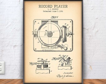 Record player print | Etsy