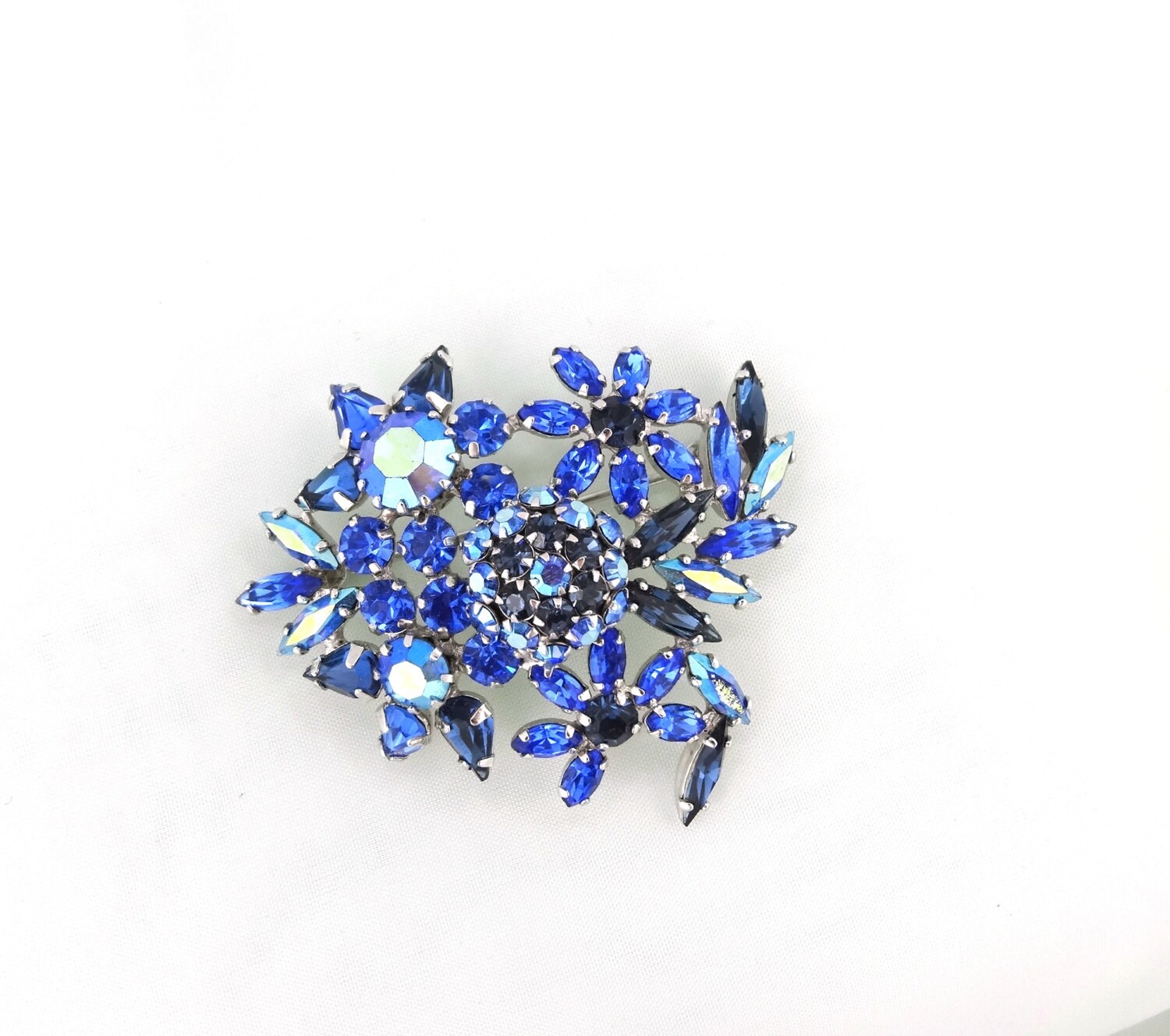 Vintage Sherman Blue Brooch