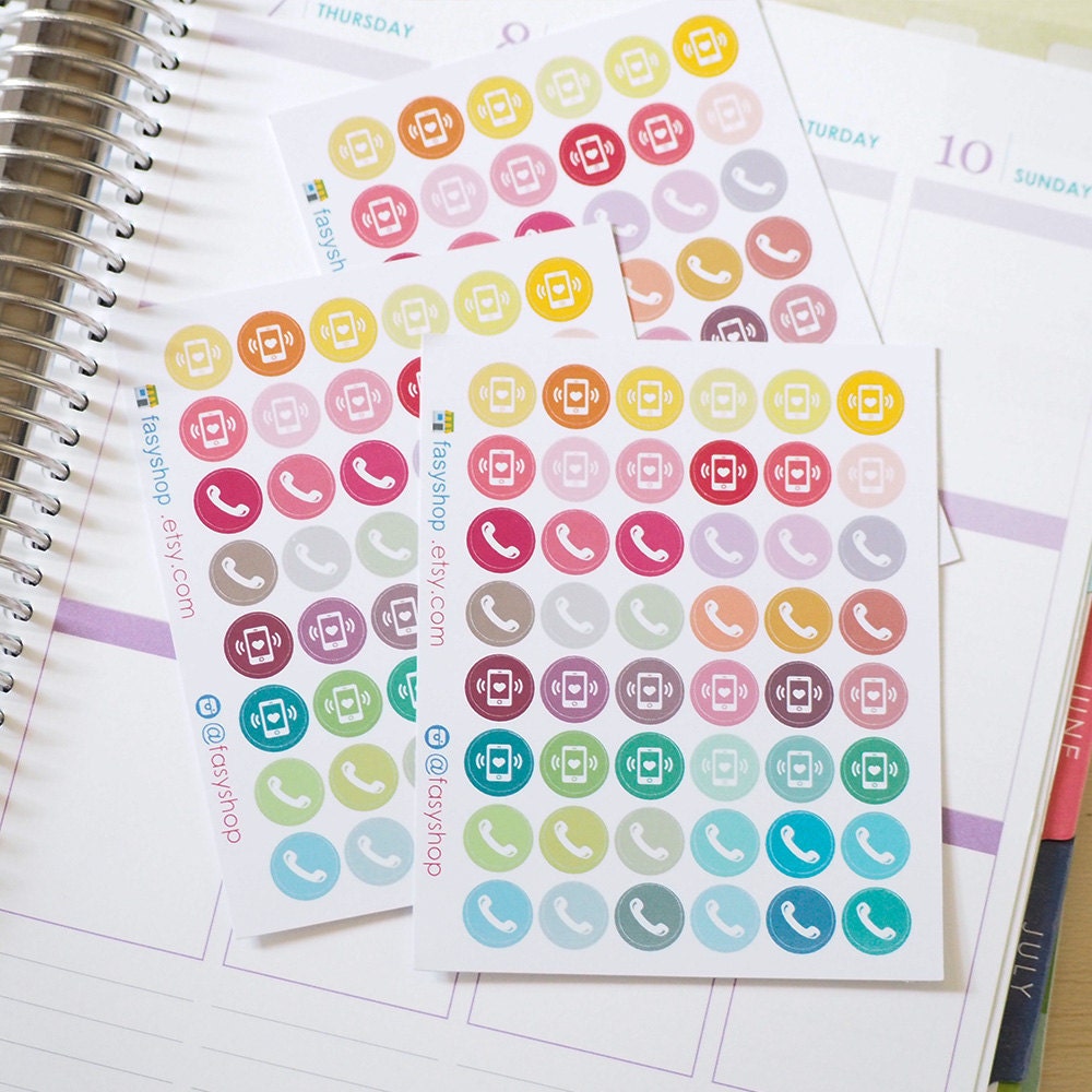 48 Phone Calls Mini Icons Sticker Planner by FasyShop on Etsy