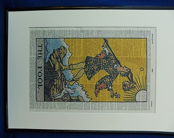 Tarot Fool card print aged poster Taro wall decor Occult