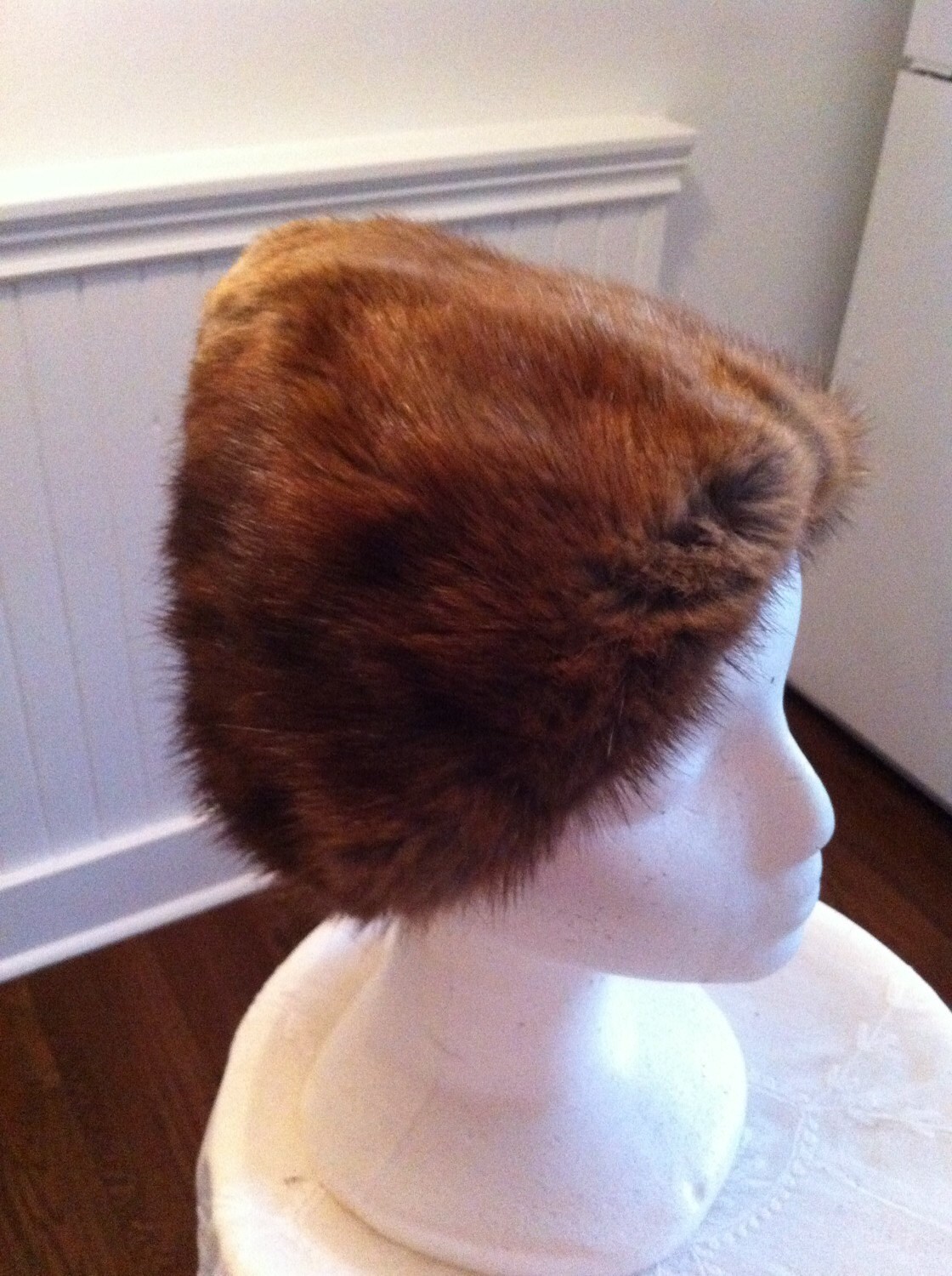 Vintage Muskrat Fur Hat – Womens Satin Lined with Grosgrain Ribbon Trim ...