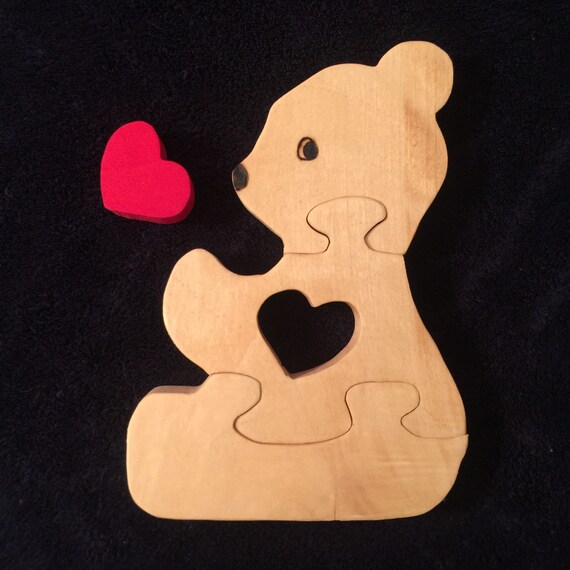 Items similar to Heart Bear scroll saw figurine on Etsy