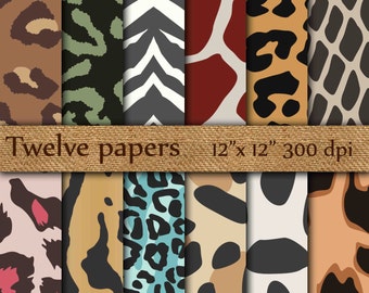 Wild & Classic Animal prints Digital paper set Leopard