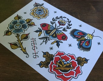 Items similar to Insect and Bugs Traditional Tattoo Designs on Etsy