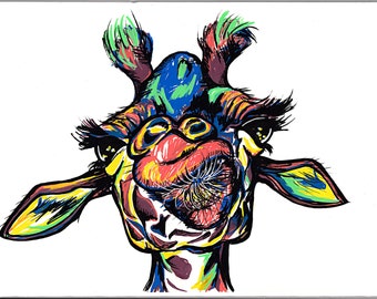 Items similar to Giraffe Grandville Animal Art Print - 5 x 7 on Etsy