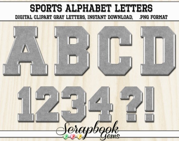 Sports Athletic Letters & Numbers Clipart 40 High Quality PNG