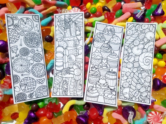 DIGITAL DOWNLOAD Printable Dessert Coloring Bookmarks Candy