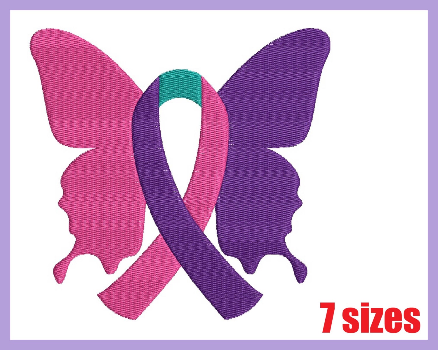 Butterfly Thyroid Cancer Awareness Design for Embroidery