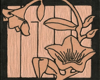 Woodcut flowers | Etsy