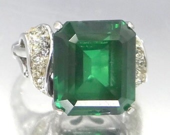 Faux emerald ring | Etsy