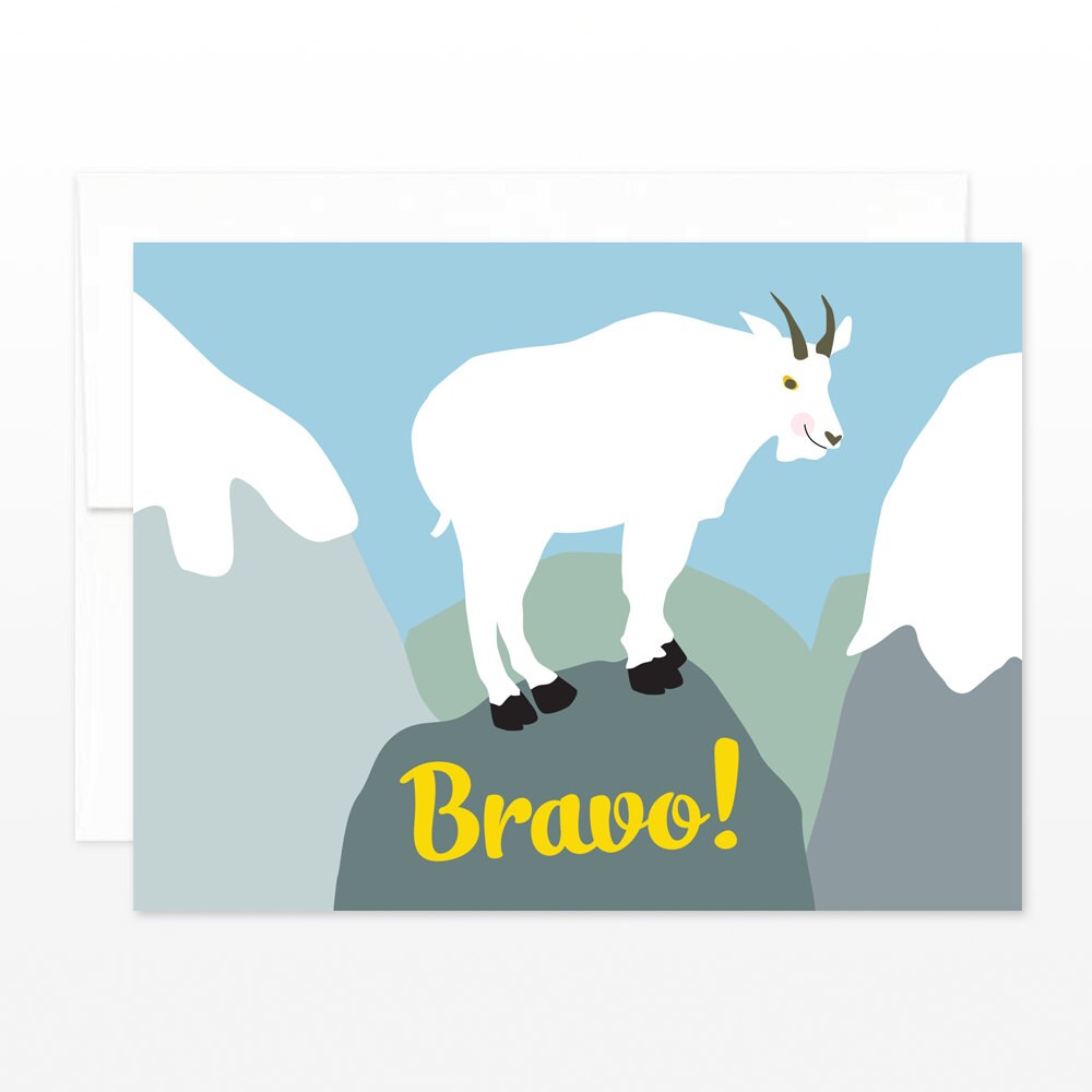 Congratulations Card Bravo Greeting Card Mountain Goat Card