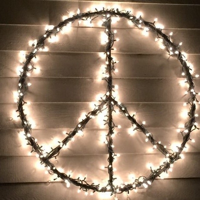 rustic metal peace sign art for gardens and by bluemetaldesign
