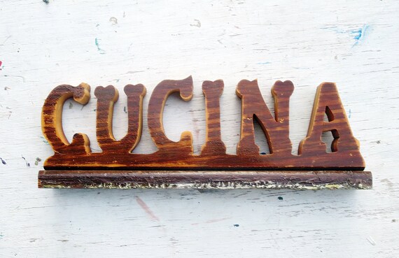 Wood Cucina Sign Italian Kitchen Sign Salvaged Wood by woodenaht