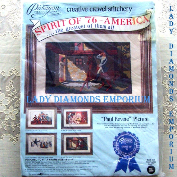 Vintage 70s Crewel Embroidery Kit SPIRIT OF 76 AMERICA