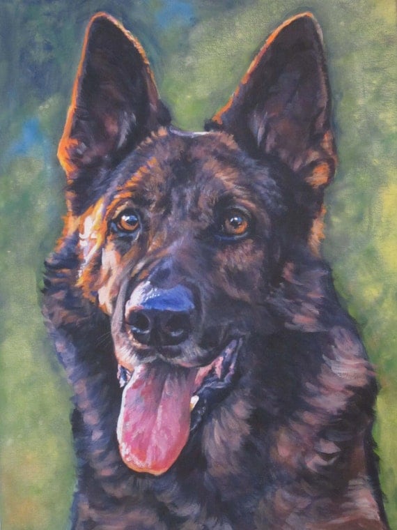German Shepherd dog art portrait CANVAS print of LA Shepard