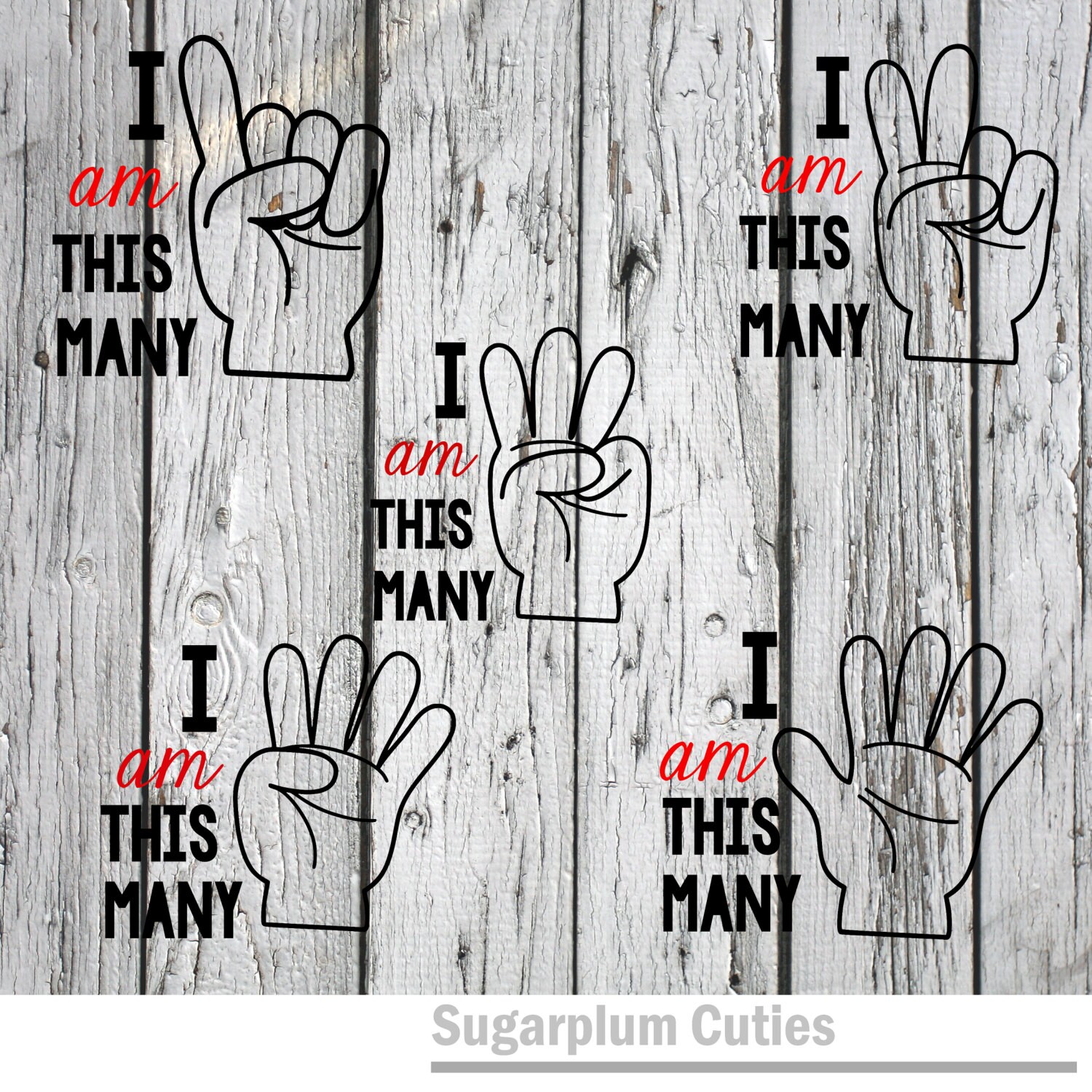 SVG PNG Studio3 Cut File I am This Many BUNDLE Silhouette
