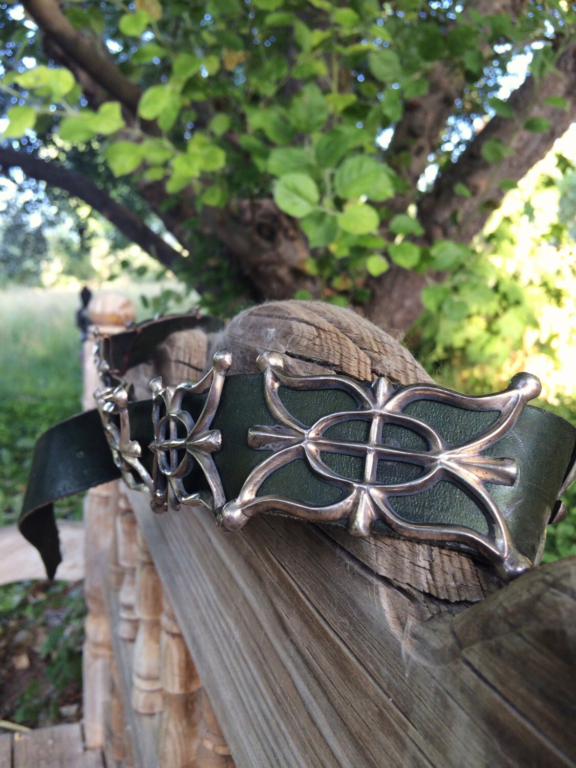 1970s silver concho belt on wide black leather, Native American belt ...