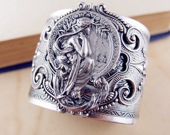 Wide silver bangle | Etsy