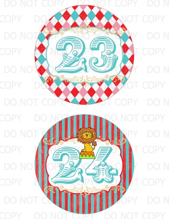 Printable DiY Vintage Circus Table Numbers 17 through 26