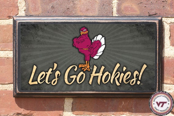 Virginia Tech Let's Go Hokies Wall Art Sign Plaque Gift
