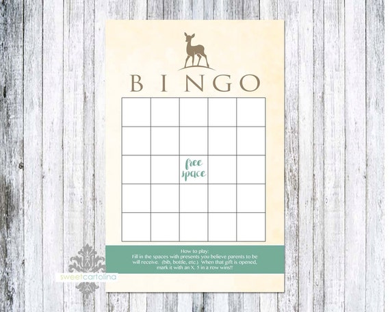 Bingo Cards Oh Deer Baby Shower Bingo Woodland Bingo Game