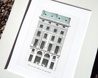 Set of 9 French Architectural Drawings of Paris Facades with